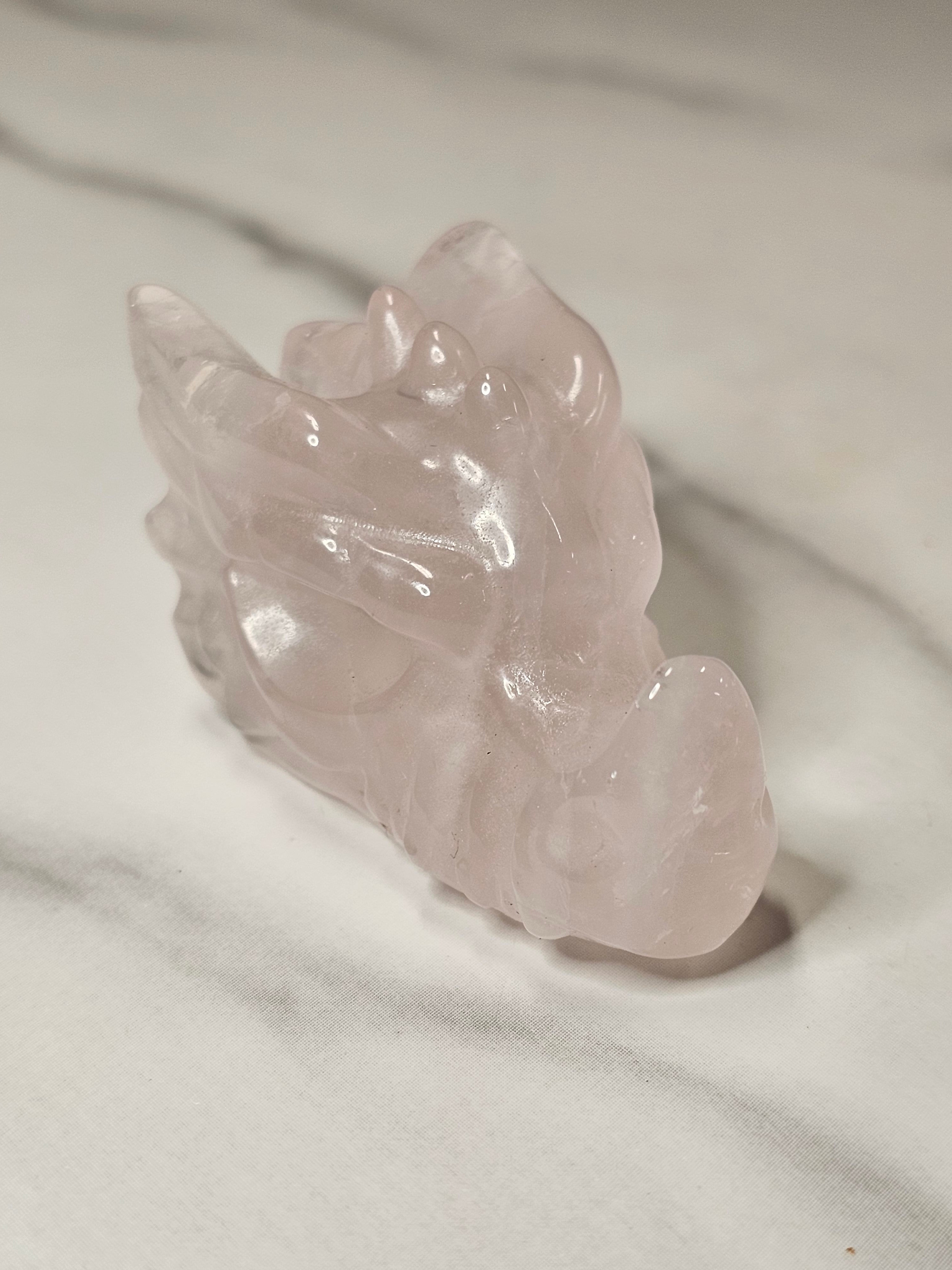 Rose Quartz Dragon Head Carving – Quartz Botanicals
