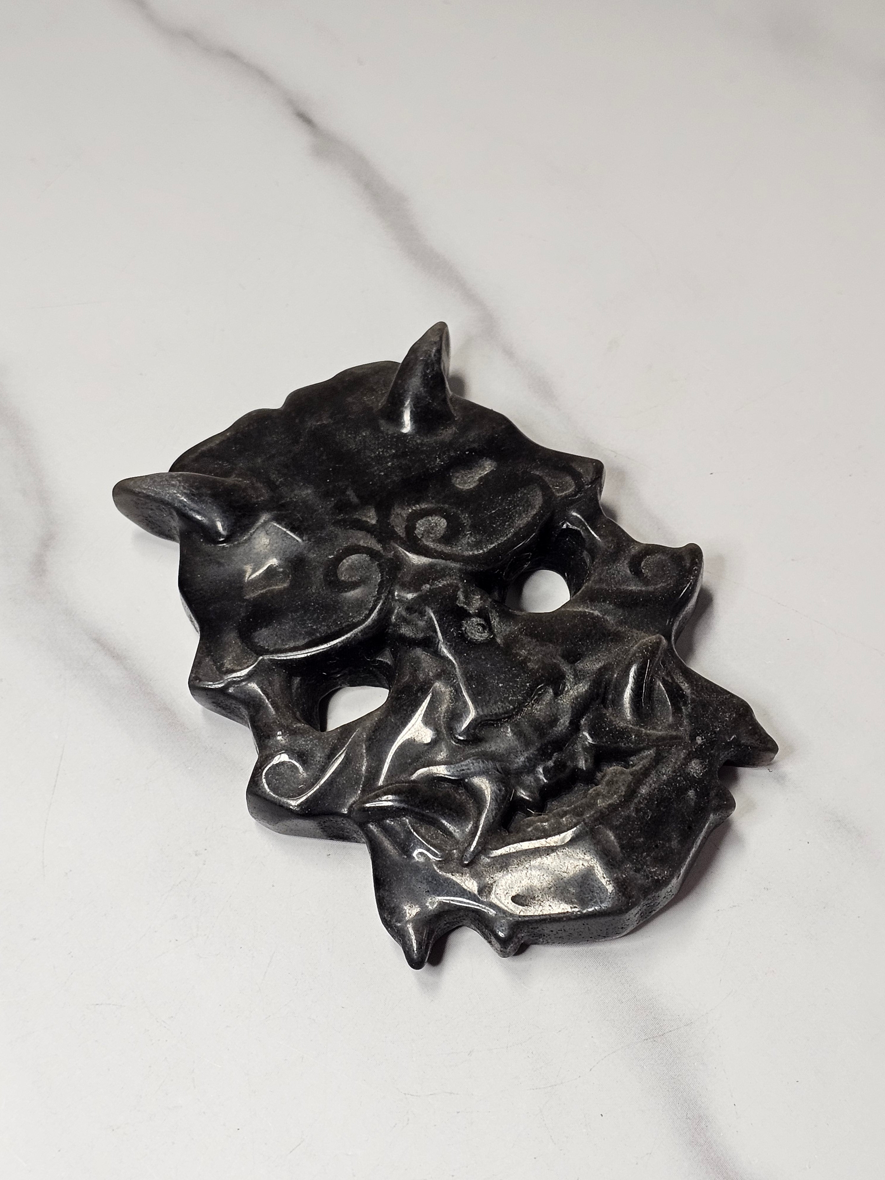 Silver Sheen Obsidian Mask Carving – Quartz Botanicals