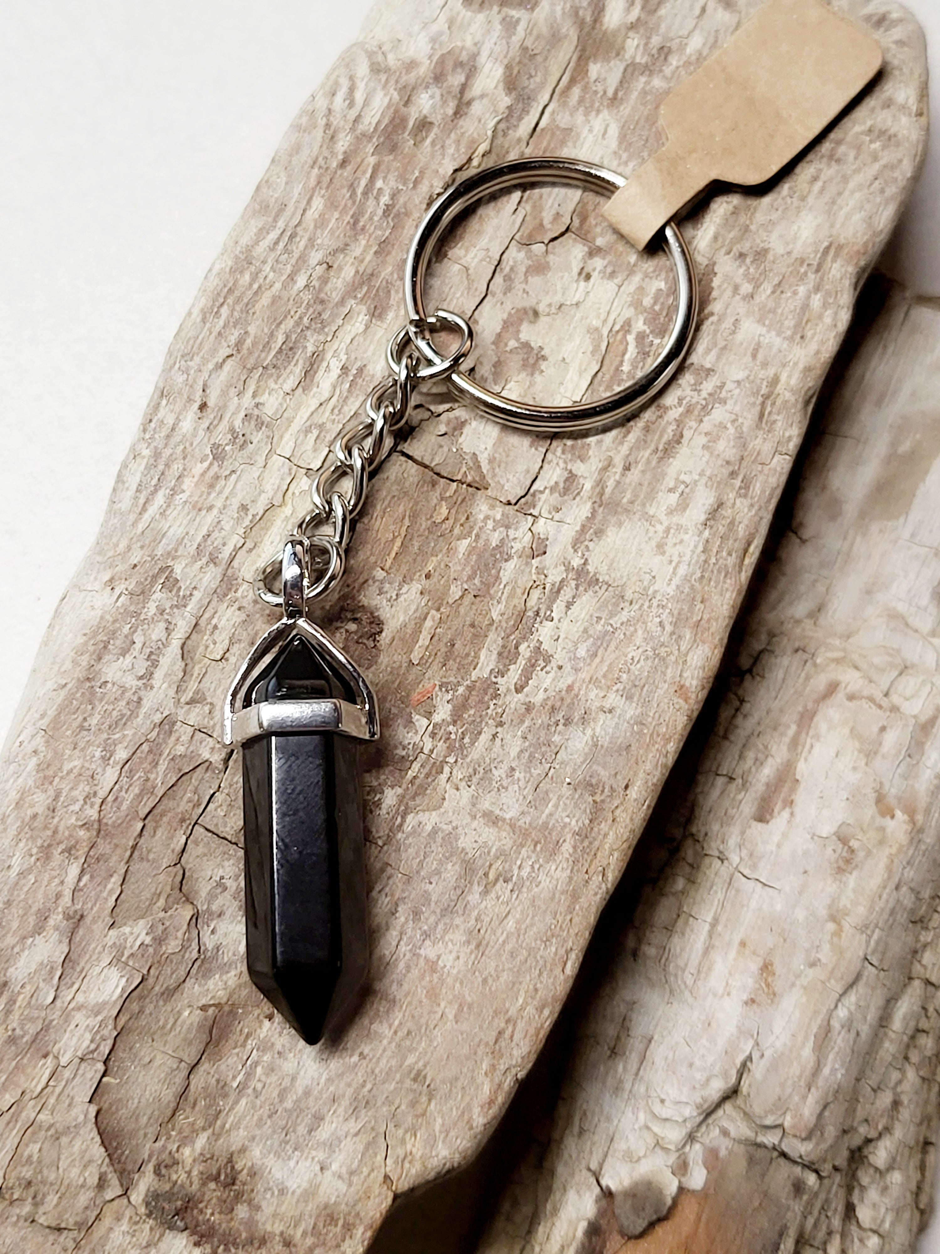 Obsidian Crystal Point Keychain – Quartz Botanicals